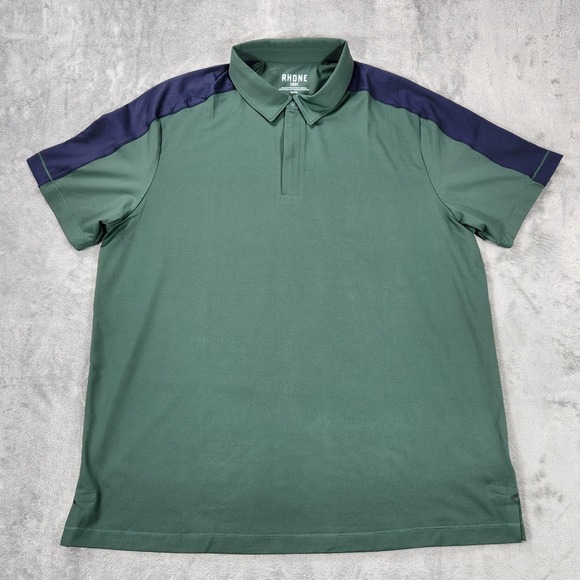 RHONE | Shirts | Rhone Commuter Polo Shirt Mens Xl Green Navy Raglan ...